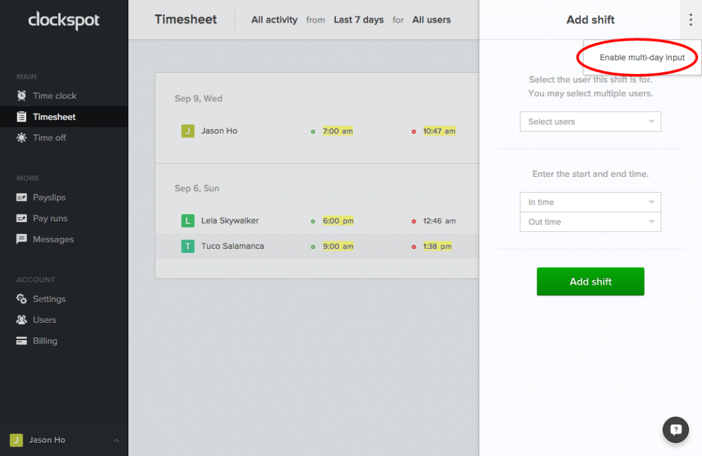 How to add a clock time/shift/job to the timesheet – Clockspot Help ...