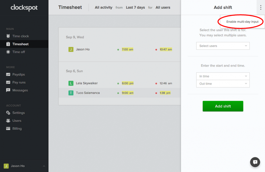 How to add a clock time/shift/job to the timesheet – Clockspot Help ...