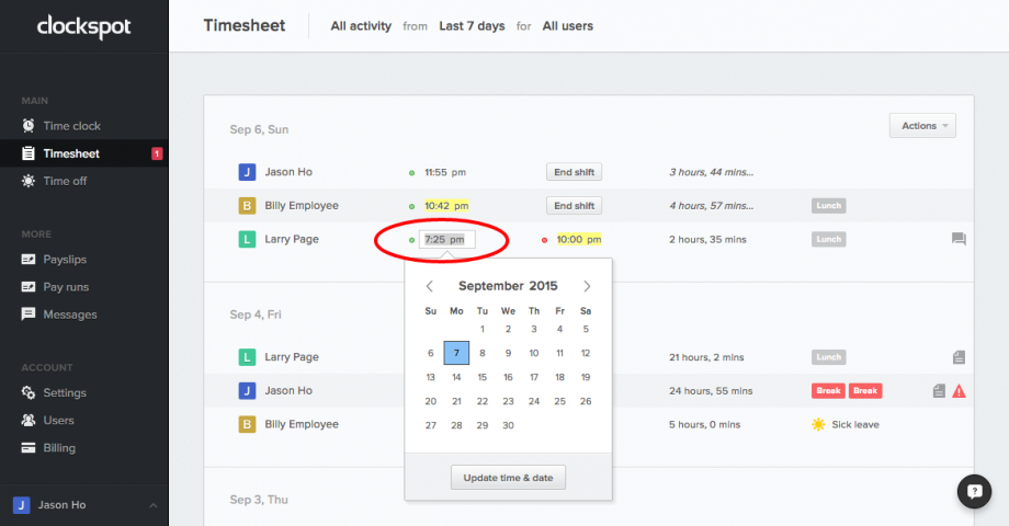 How to edit the timesheet – Clockspot Help & Support