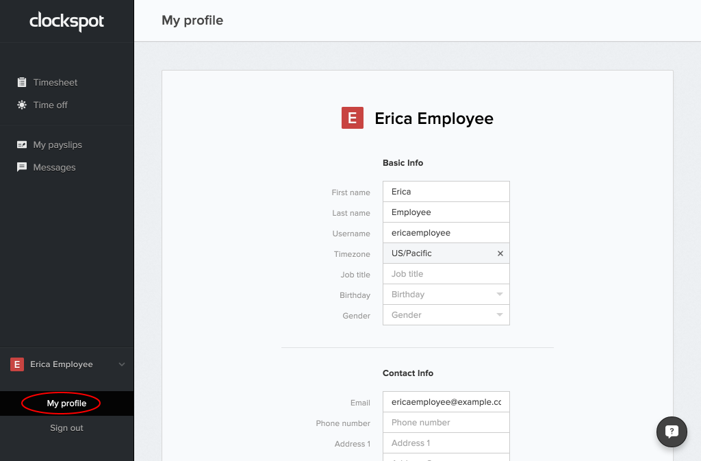 How To Edit Your Own Profile Information Clockspot Help And Support