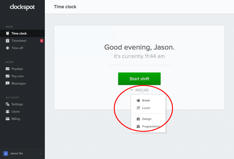 How to use the time clock page – Clockspot Help & Support