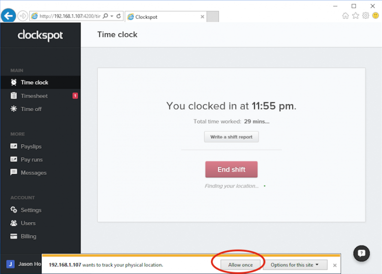 How To Enable Geolocation Tracking Clockspot Help And Support