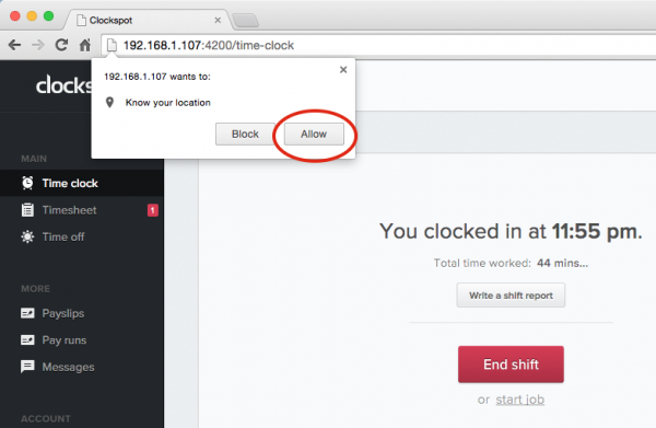 How To Enable Geolocation Tracking Clockspot Help And Support