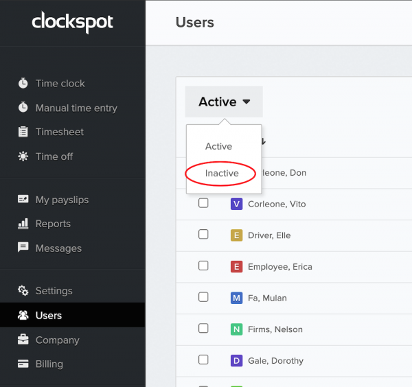 How to restore a deleted user – Clockspot Help & Support