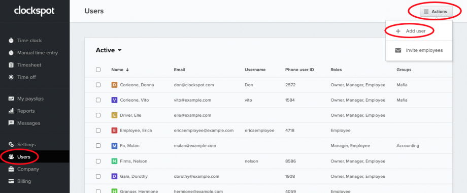 How to add a new user / employee / manager – Clockspot Help & Support